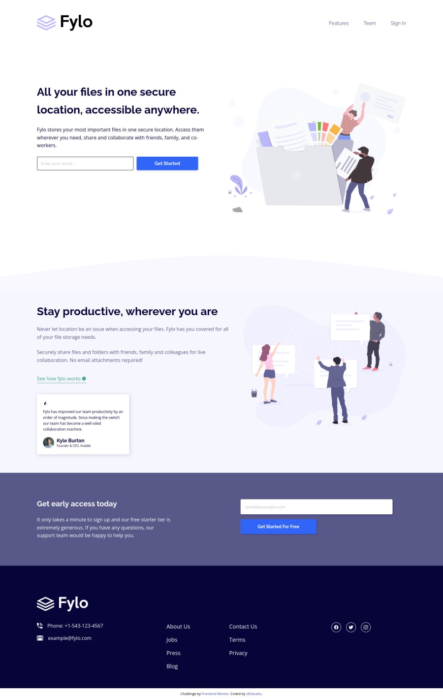 Frontend Mentor Fylo Landing Page With 2 Column Layout Using Css Grid