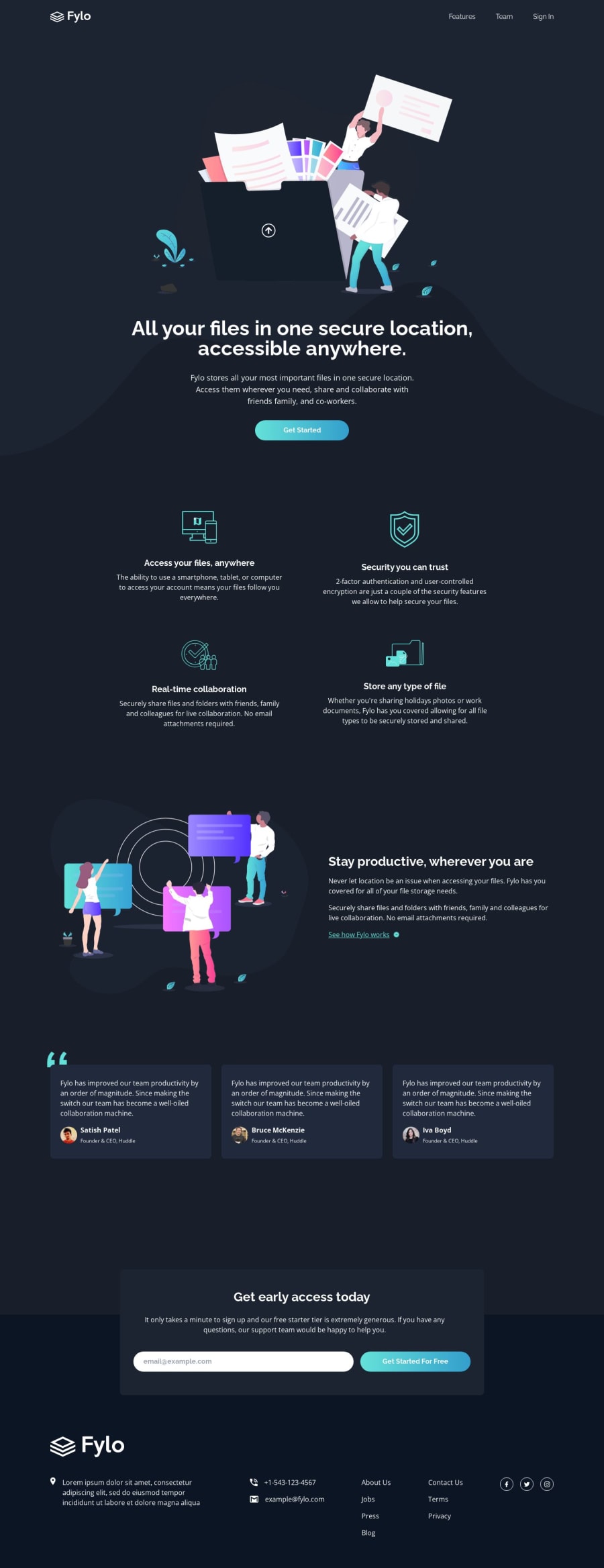 Frontend Mentor Fylo Dark Theme Landing Page Astro Tailwind Css