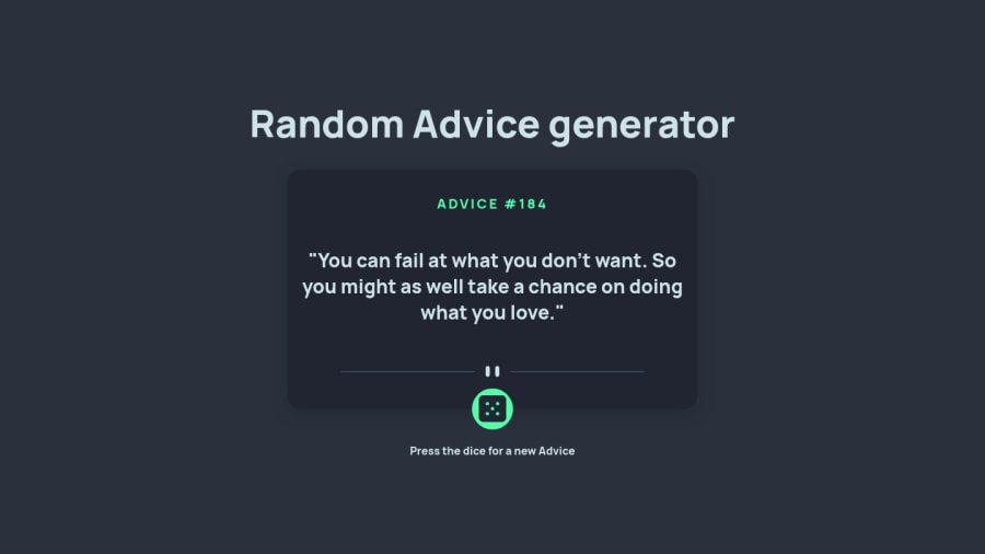 Frontend Mentor Random Advice Generator Coding Challenge Solution
