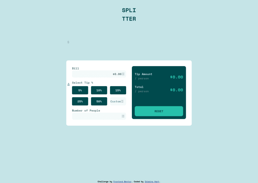 Frontend Mentor Responsive Tip Calculator App Using Grid Css And Flexbox And Javascript Coding