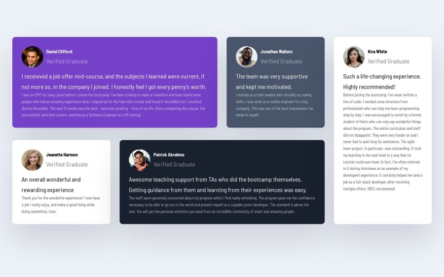 Frontend Mentor Responsive Testimonial Grid Section Using Css Grid