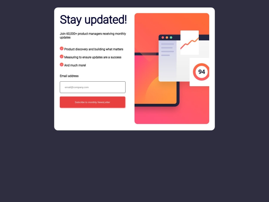 Frontend Mentor Newsletter Subscription Form Using Htmljavascript And Css Coding Challenge