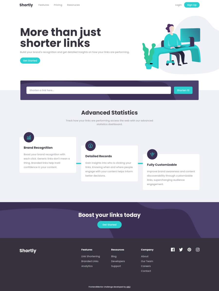 Frontend Mentor Responsive Url Shortener App Landing Page React Tailwind Coding Challenge