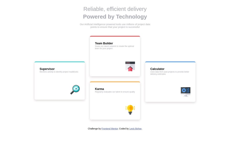 Frontend Mentor Responsive Four Card Feature Section With Css Flexbox