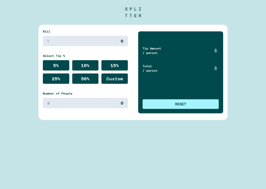 Frontend Mentor Responsive Design Tip Calculator Using Tailwind Css Coding Challenge Solution