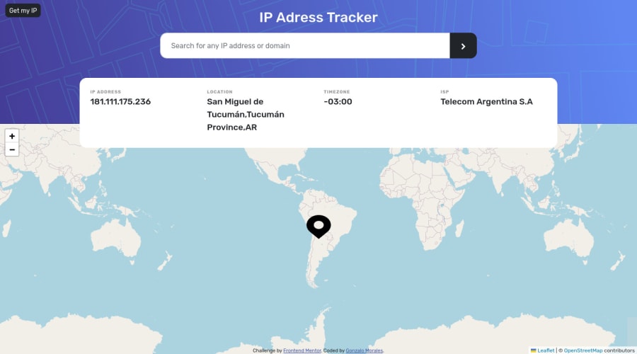 Frontend Mentor Ip Adress Tracking Using Reactjs Ip Geolocation Api