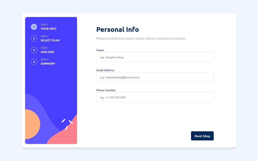 Frontend Mentor Multistep Form Built With Reactjs Coding Challenge Solution