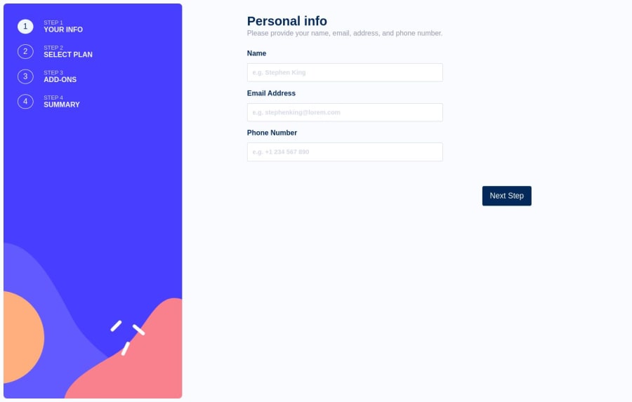 Frontend Mentor Responsive Multistep Form Using Htmlcss And Javascript Coding Challenge Solution