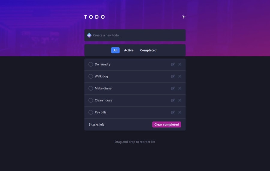 Frontend Mentor Todos App Nextjs React Beautiful Dnd Tailwind Local Storage Coding