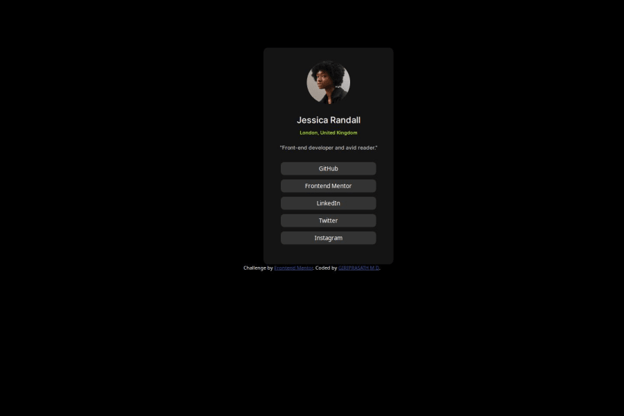 Frontend Mentor Responsive Social Link Profile Coding Challenge Solution