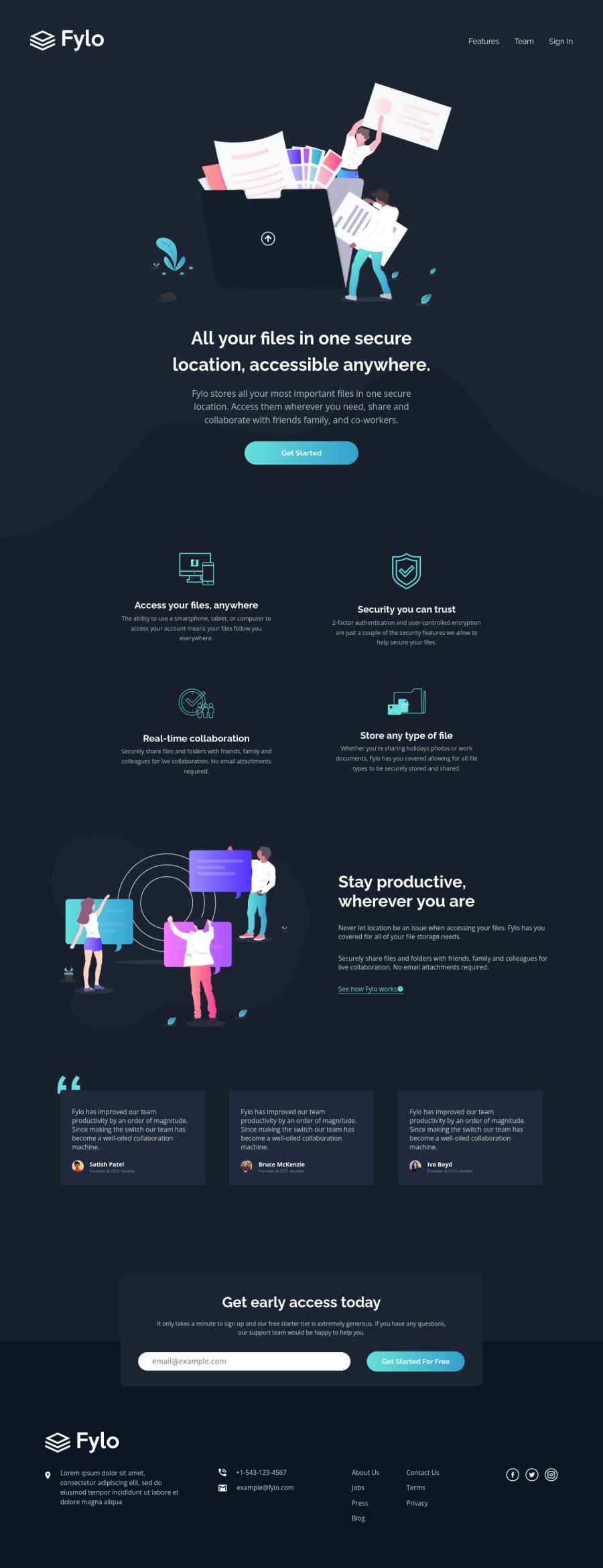 Frontend Mentor Fylo Dark Theme Landing Page Solution Coding