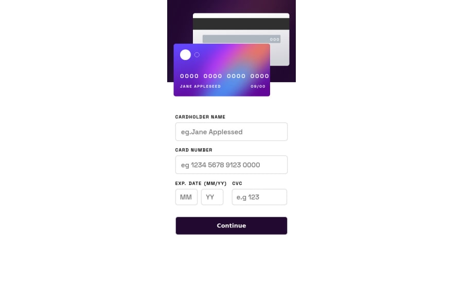 Frontend Mentor Interactive Card Details Form Coding Challenge Solution
