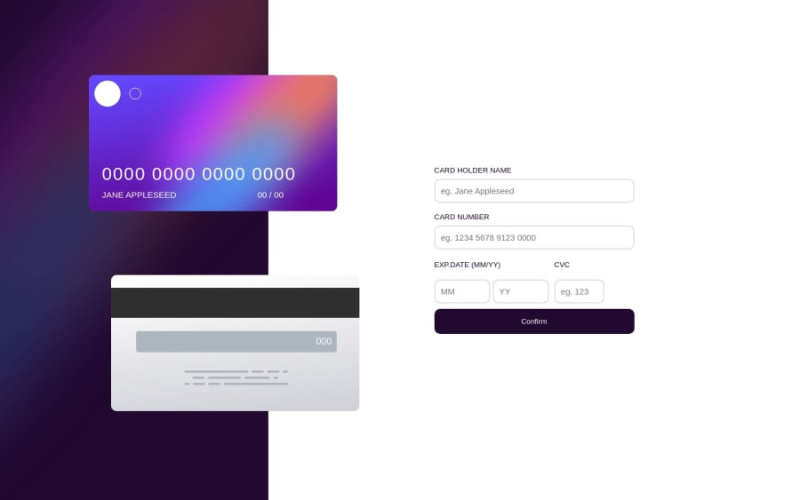 Frontend Mentor Interactive Card Details Coding Challenge Solution