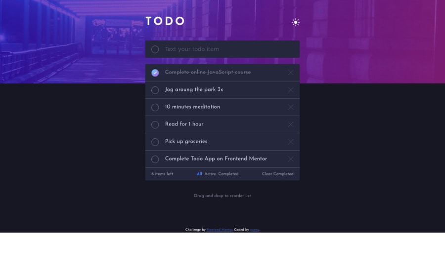 Frontend Mentor Todo List Can Drag And Drop Coding Challenge Solution
