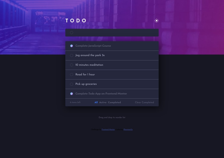 Frontend Mentor Todo App Using React With Drag And Drop Coding