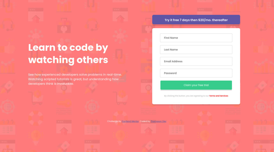 Frontend Mentor Custom Signup Form Coding Challenge Solution