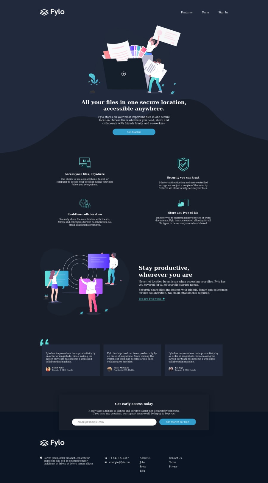 Frontend Mentor Responsive Fylo Dark Theme Landing Page Coding