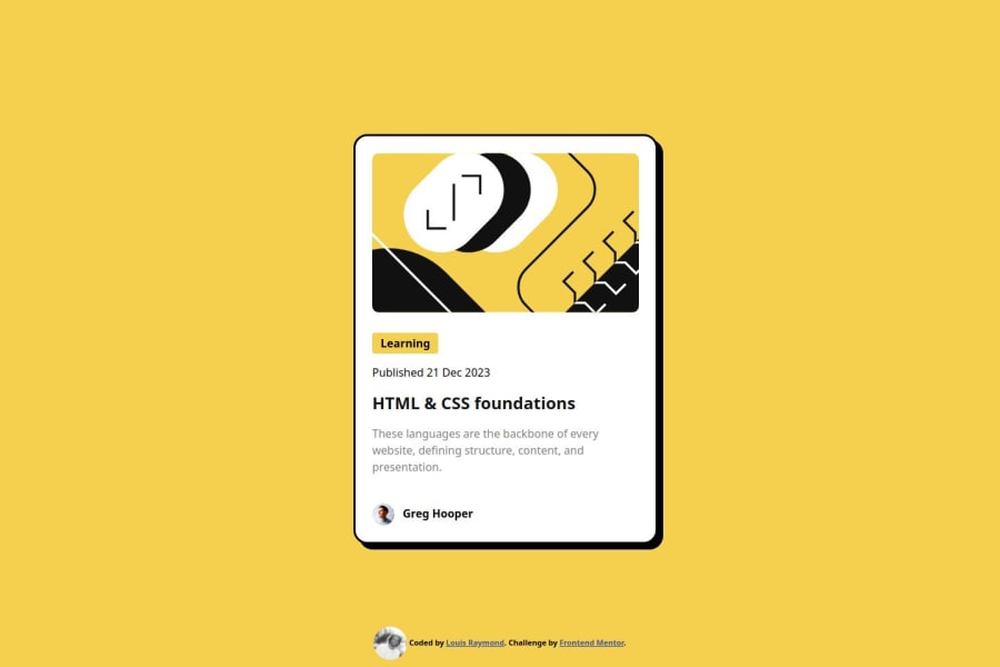 Frontend Mentor Blog Card Using Html And Css Only Coding Challenge