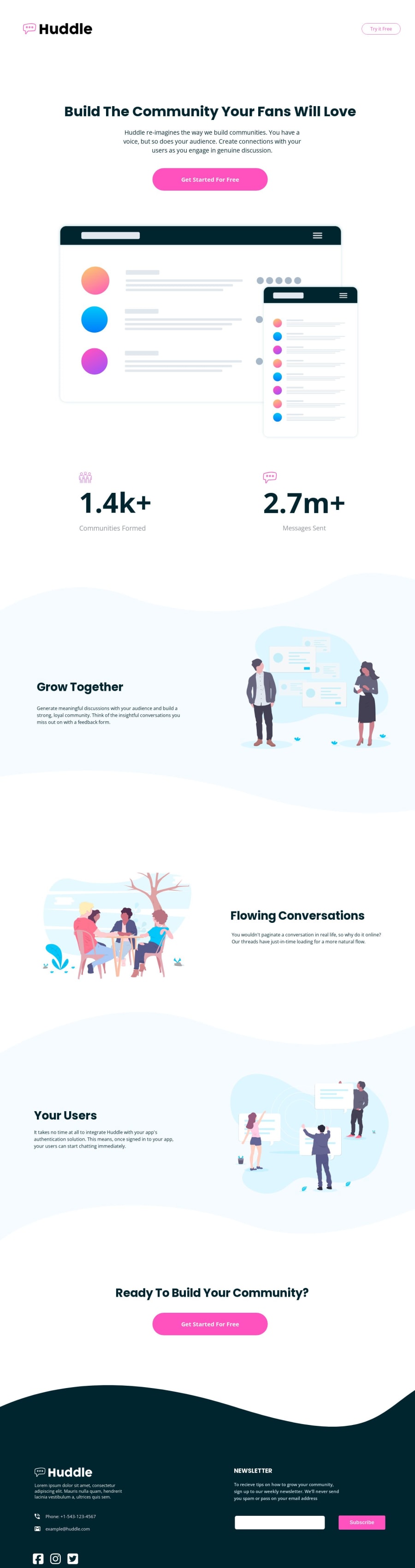 Frontend Mentor Huddle Landing Page With Curved Sections Solution Coding Challenge Solution