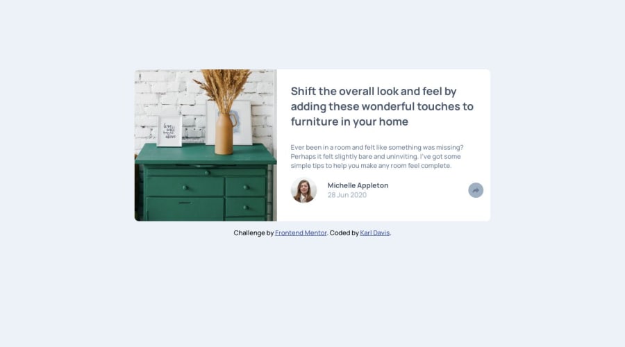 Frontend Mentor Article Preview Component Coding Challenge Solution