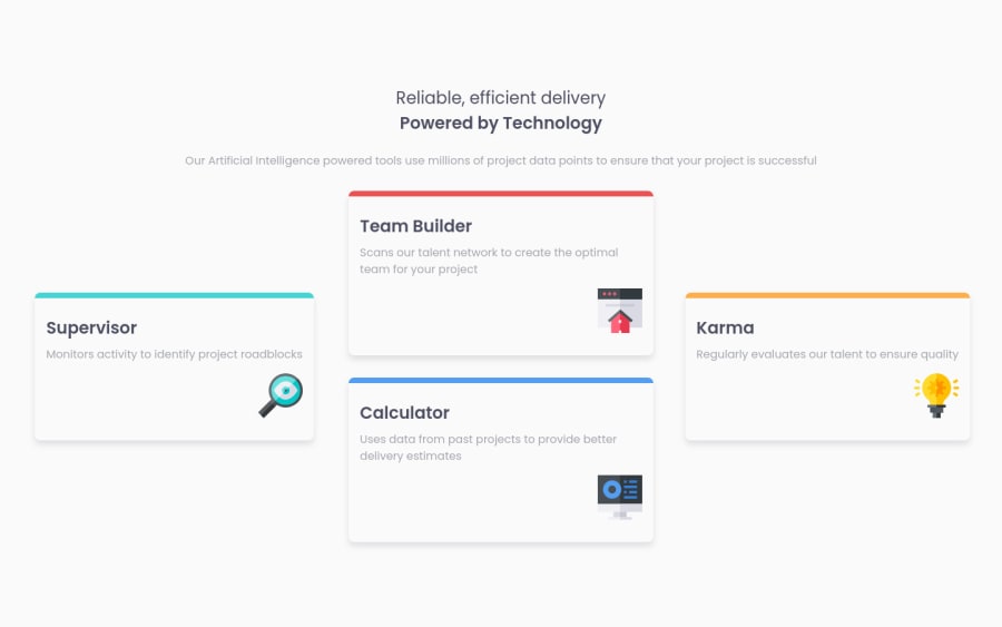 Frontend Mentor Four Card Feature Section Using Grid Coding Challenge Solution