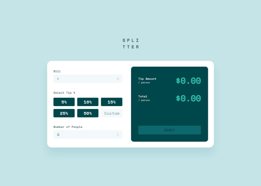 Frontend Mentor Tip Calculator App Created Using React Coding Challenge Solution