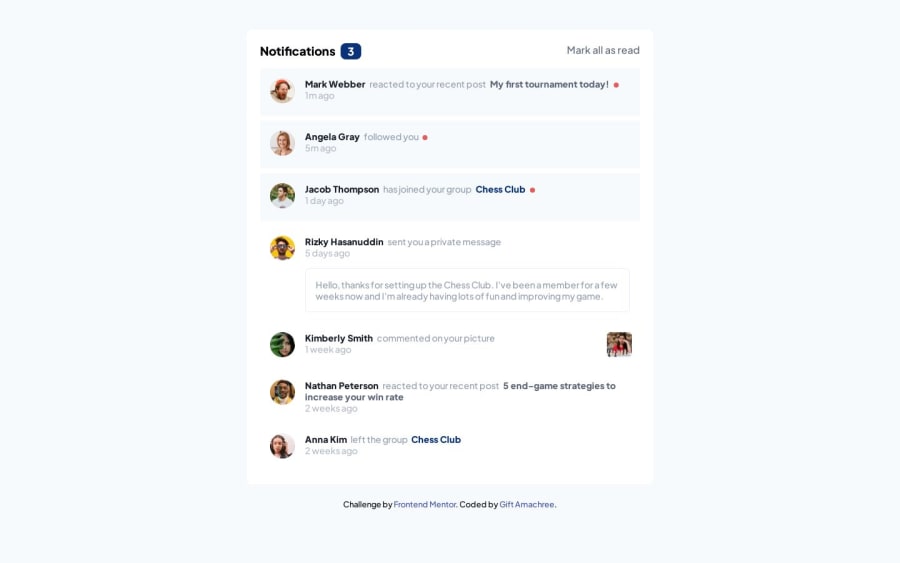 Frontend Mentor Built This Notification Page With Html Css And Javascript Coding Challenge