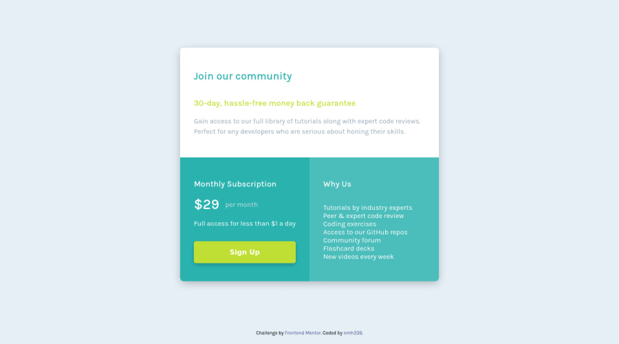 Frontend Mentor Single Price Grid Using Css Grid And Sass Coding Challenge Solution