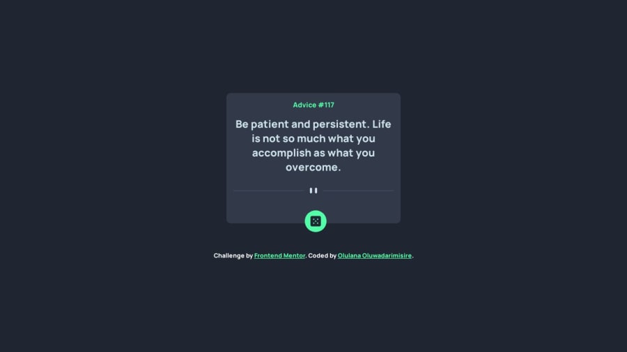 Frontend Mentor Responsive Advice Generator Coding Challenge Solution