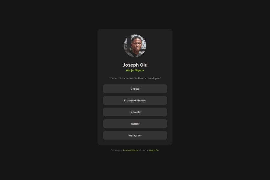 Frontend Mentor Responsive Social Links Profile Using Html5 And Css3 Gridbox Coding Challenge
