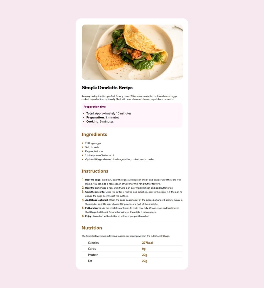Frontend Mentor Página De Receita Feita Com Html E Css Coding Challenge Solution