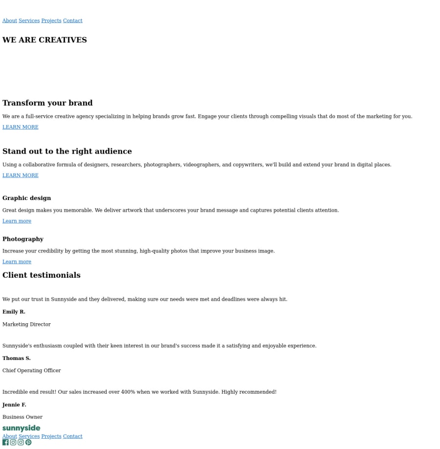 Frontend Mentor Sunnyside Using Tailwind Css Coding Challenge Solution