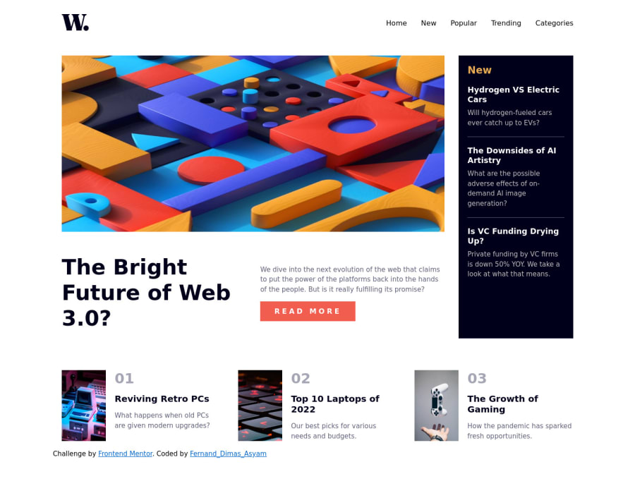 Frontend Mentor News Homepage Using Html Css And Javascript Coding Challenge Solution