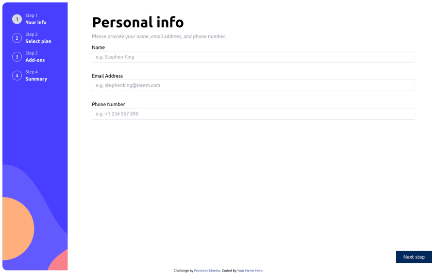 Frontend Mentor Multi Step Form Using React And Tailwind Coding