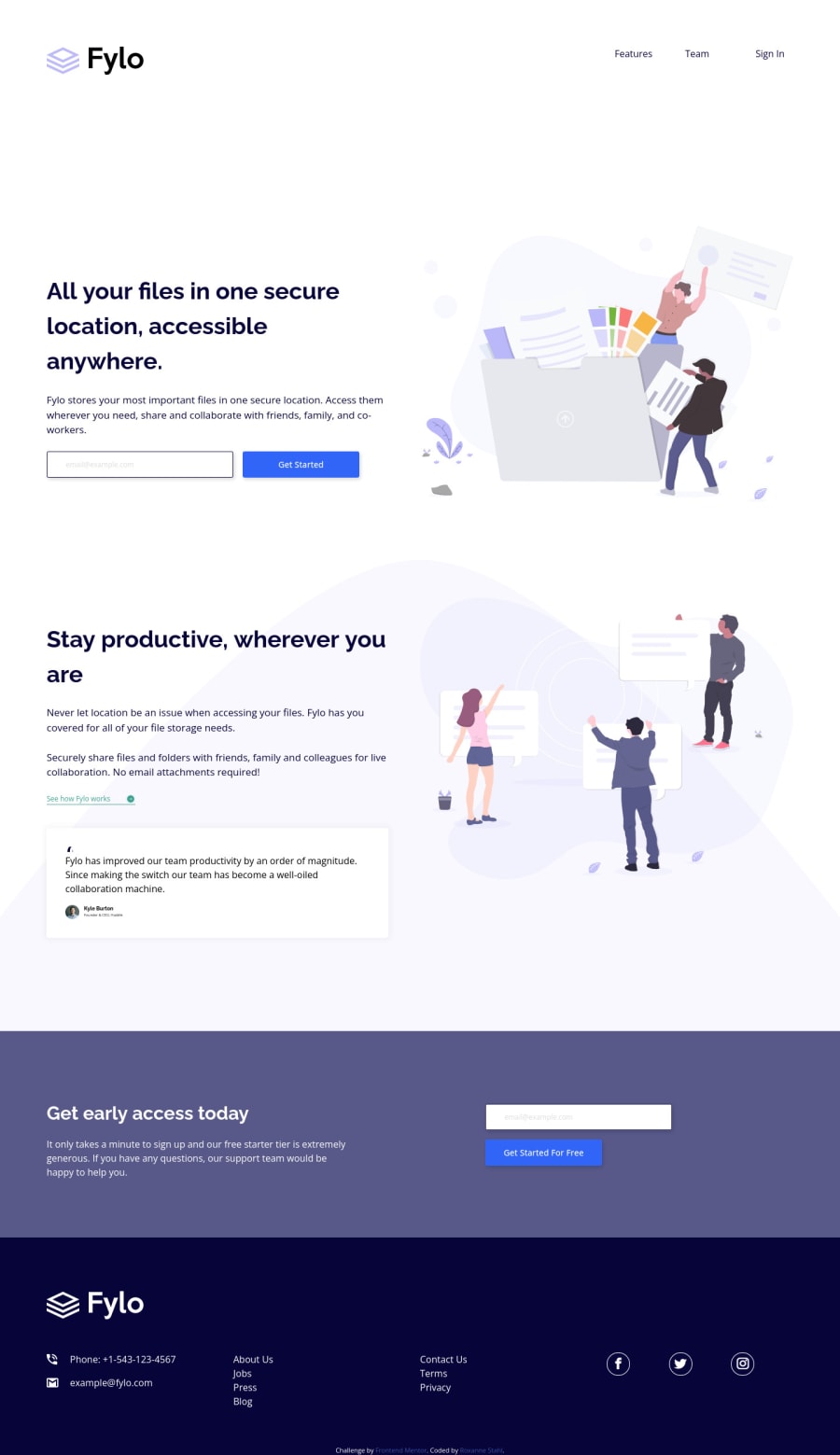 Frontend Mentor Fylo Landing Page With Two Column Layout Coding
