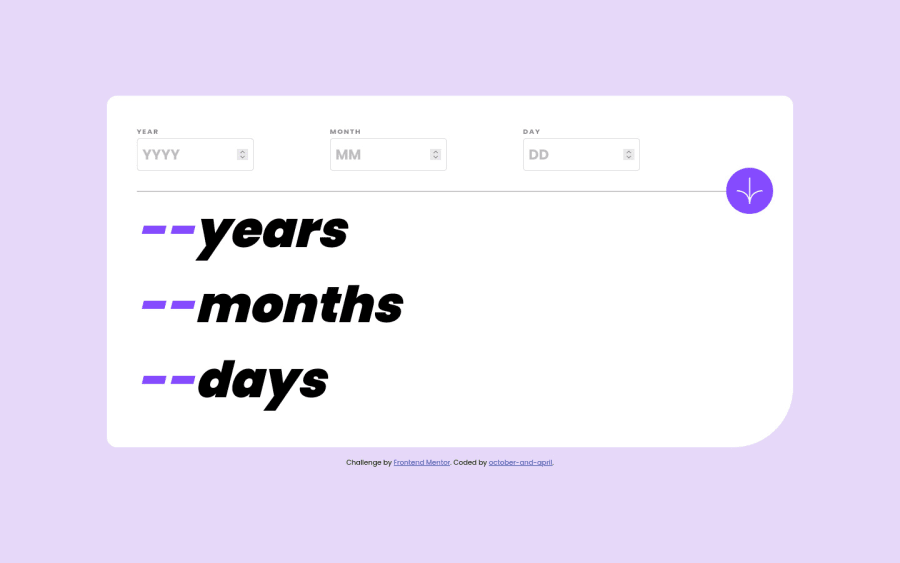Frontend Mentor | Age calculator app coding challenge solution Frontend Mentor | Age calculator app coding challenge solution