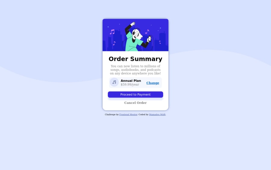 Frontend Mentor Order Summary Component Coding Challenge Solution