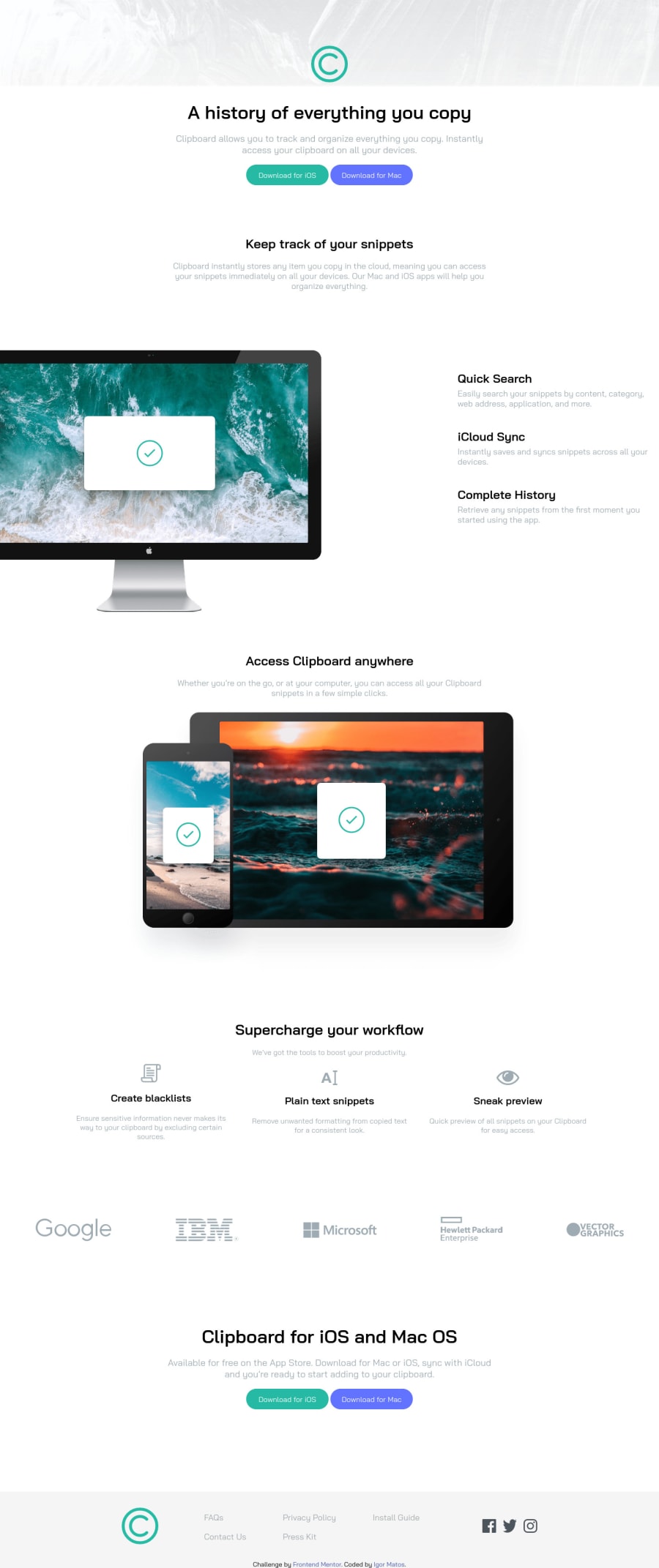 Frontend Mentor Clipboard Landing Page Using Flexbox And Scss Coding