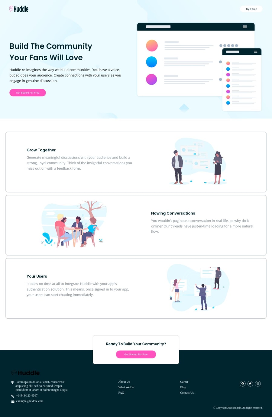 Frontend Mentor Huddle Landing Page Section With Alternating Features Block Coding Challenge