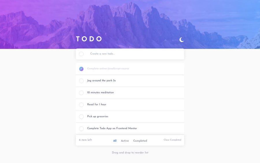 Frontend Mentor Todo List App Using Tailwind Css And React React Tailwind Coding Challenge