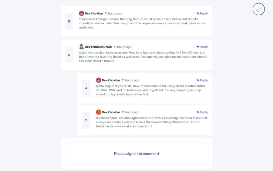 Frontend Mentor Comments Coding Challenge Solution