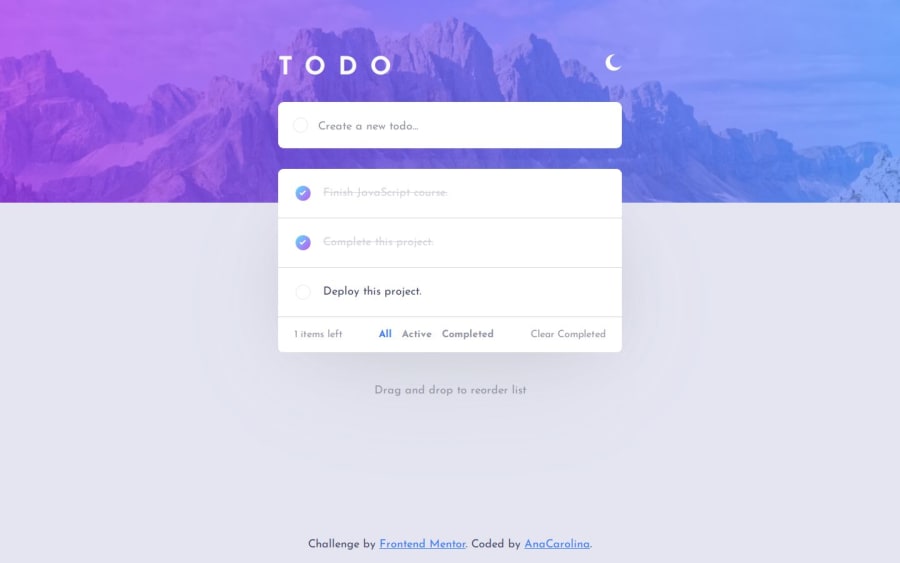 Frontend Mentor Todo App Html Css Javascript Mvc Localstorage Coding Challenge Solution