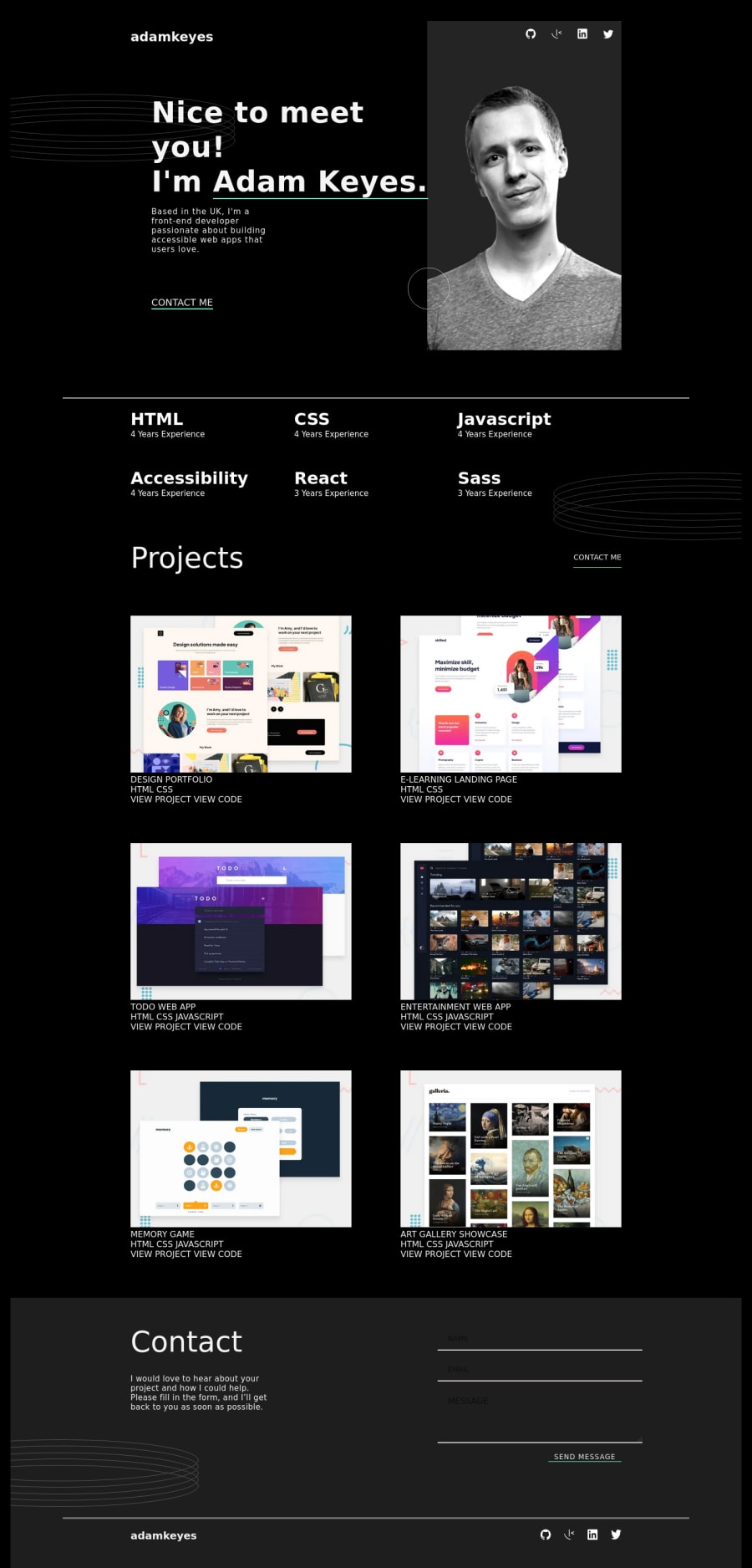 Frontend Mentor Responsive Page For Singlepage Developer Portfolio Coding Challenge Solution