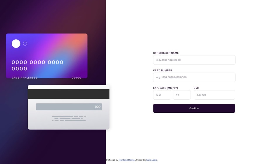 Frontend Mentor Responsive Interactive Card Details Form Using Flexbox And Javascript Coding
