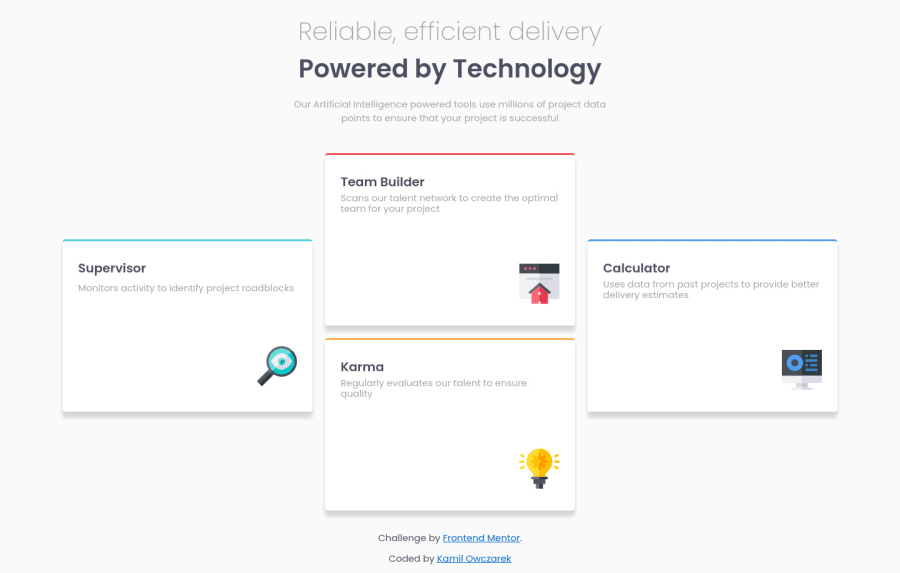 Frontend Mentor Four Card Feature Section Using Css Grid And Plain