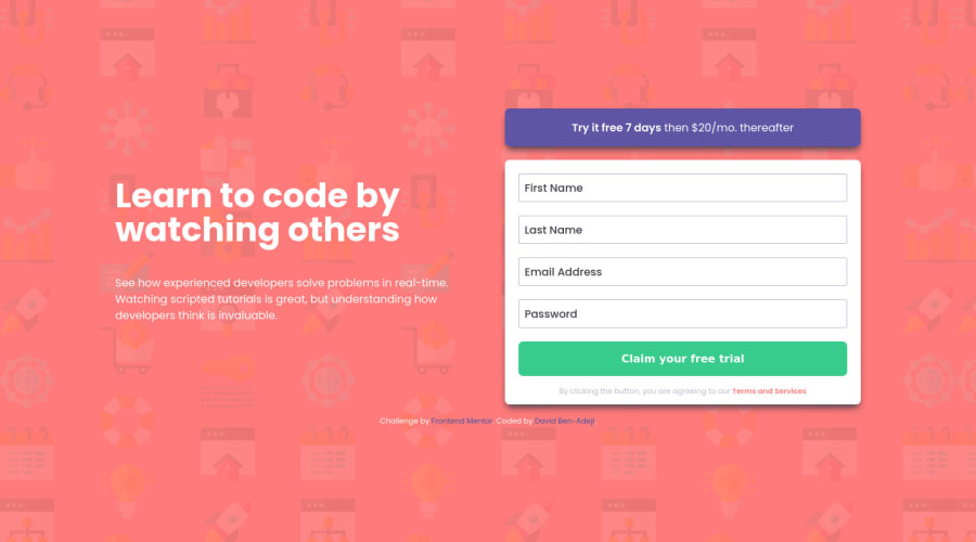 Frontend Mentor Intro Component Form Using Flexbox And Sass Coding