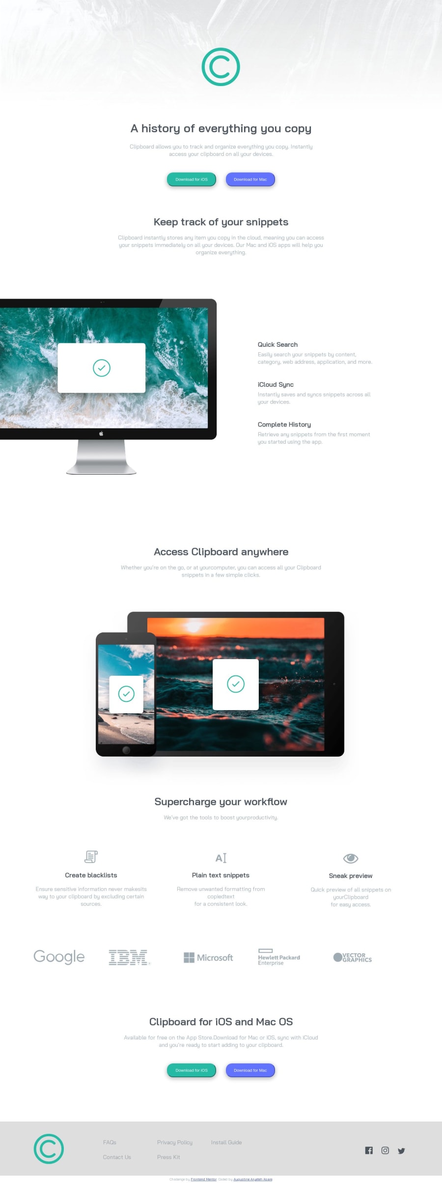 Frontend Mentor Responsive Clipboard Landing Page With Css And Html