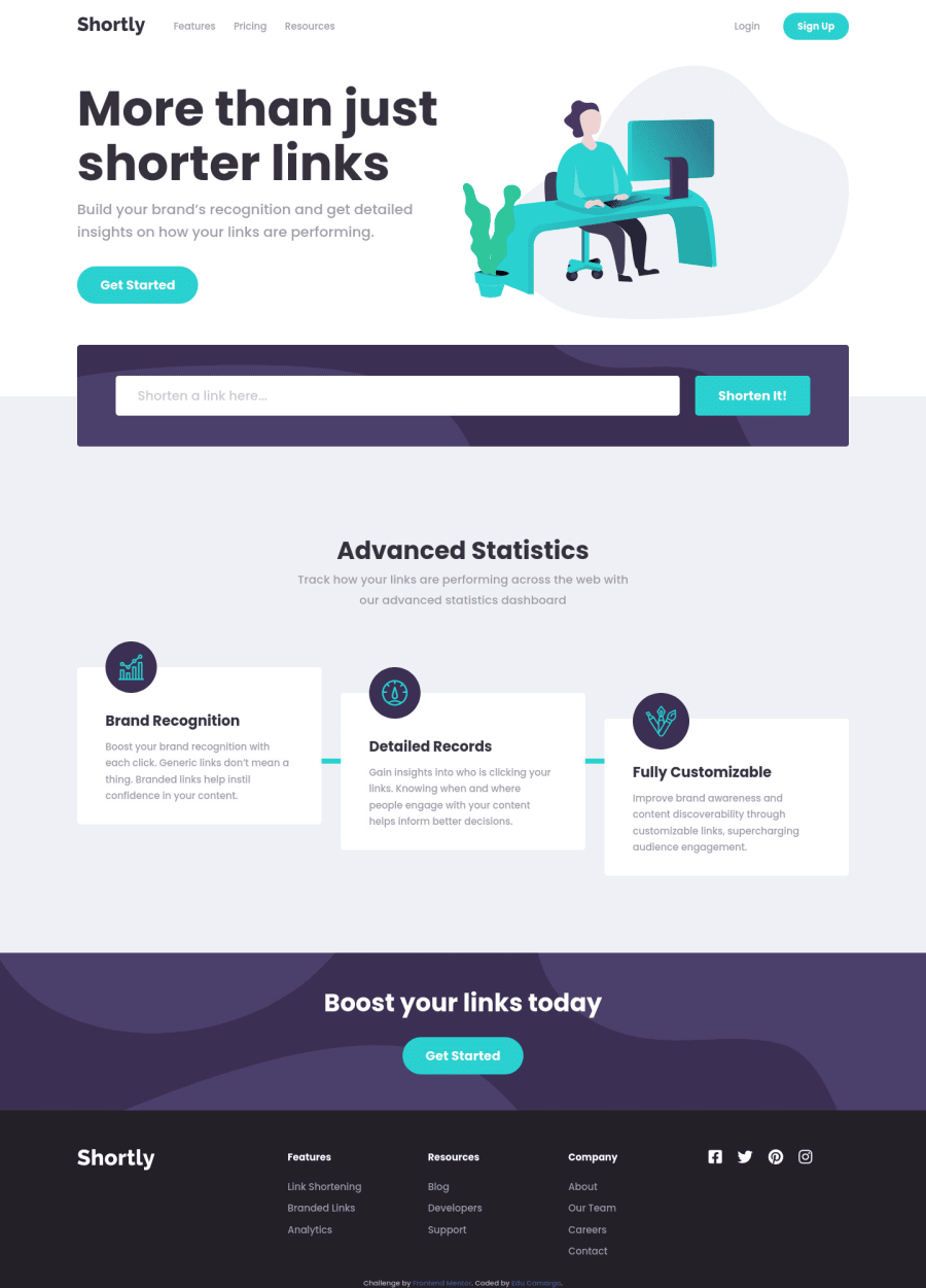 Frontend Mentor Shorten Url Using Apis Html Css And Javascript Only Coding Challenge Solution
