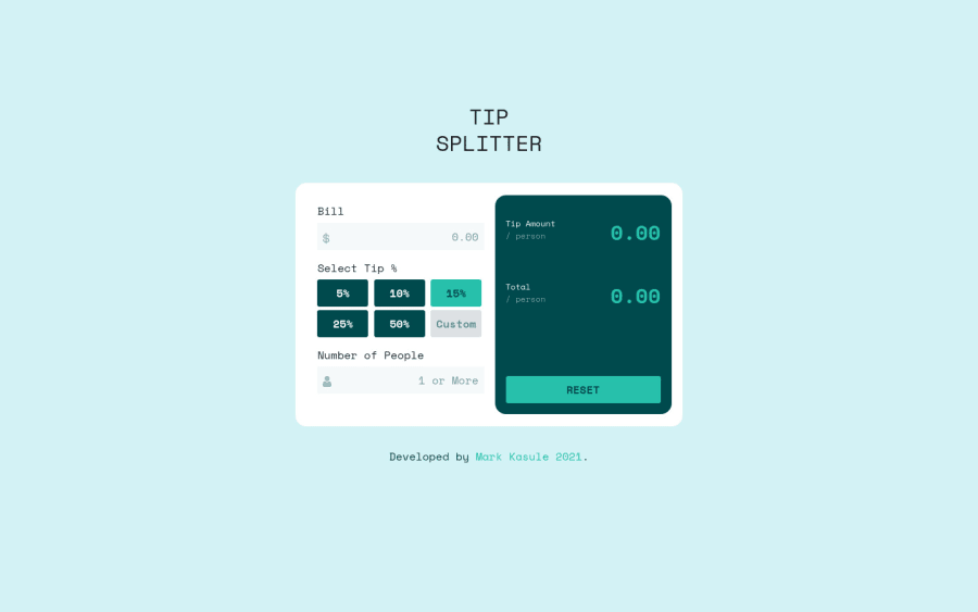 Frontend Mentor Tip Splitter Used Html Css3 And Javascript To Complete The Project Coding