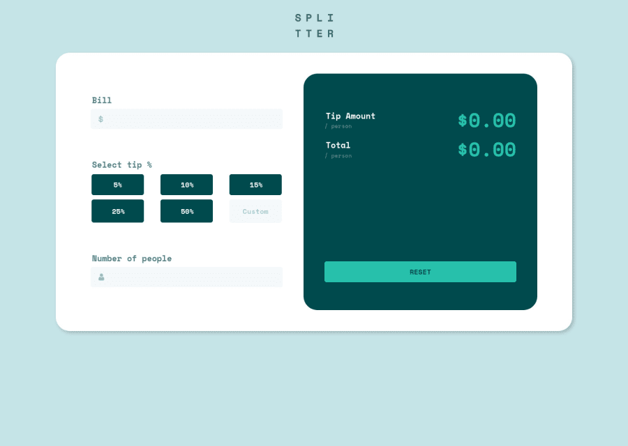Frontend Mentor Tip Calculator Using React Coding Challenge Solution